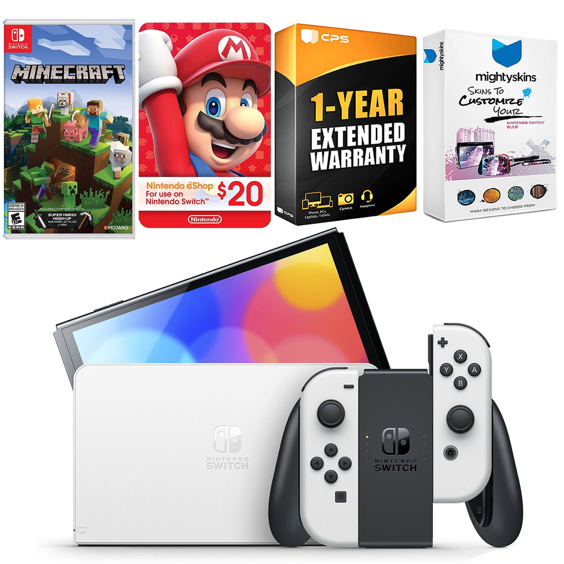 Nintendo Switch White OLED Console with Minecraft: Switch Edition ...