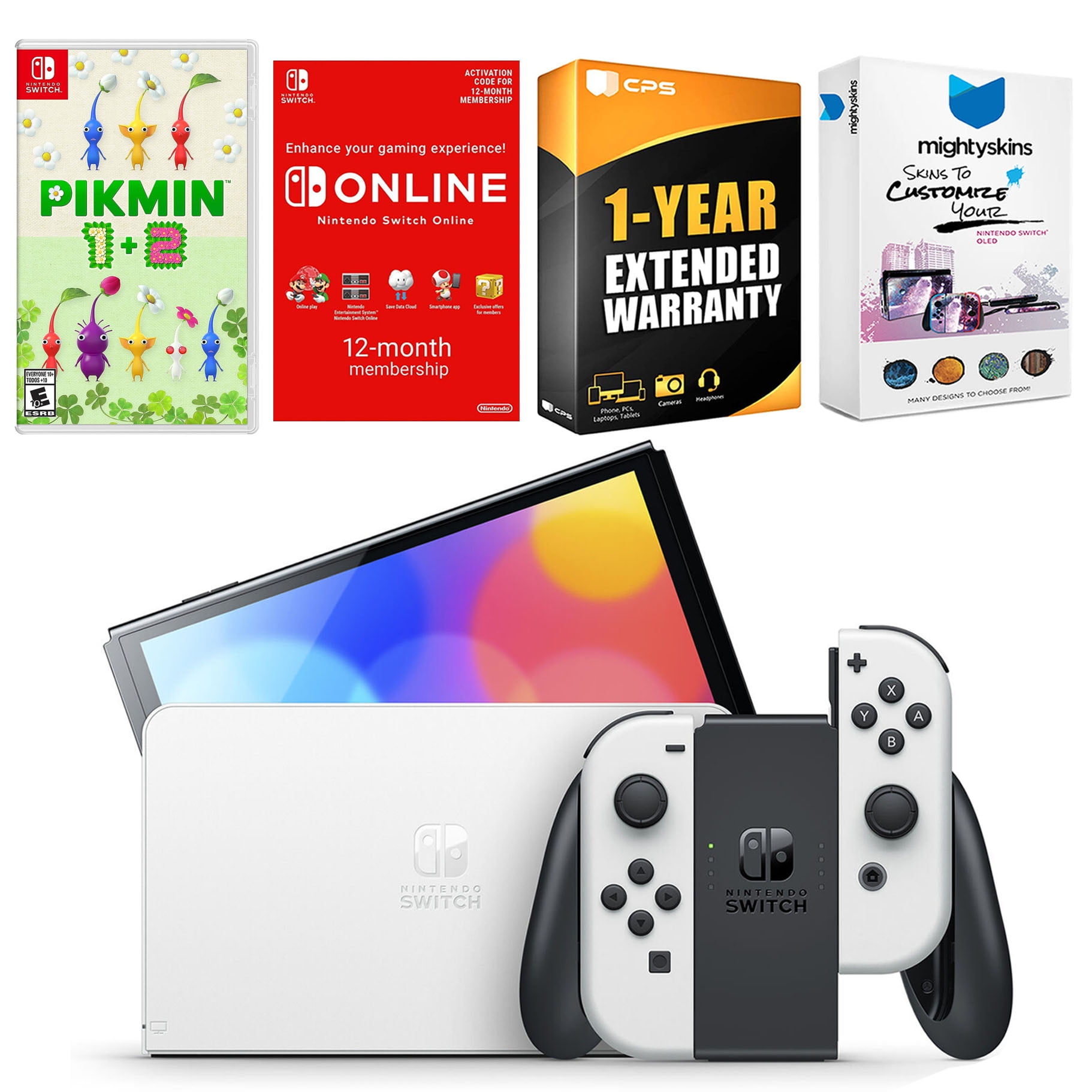 Nintendo Switch White OLED Console with Pikmin 1 + 2, NSO 12 Month ...