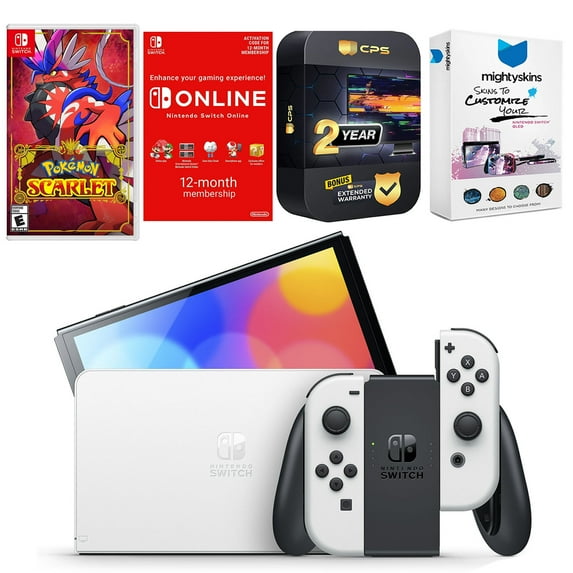 Nintendo Switch White OLED Console with Pokemon Scarlet, NSO 12 Month ...