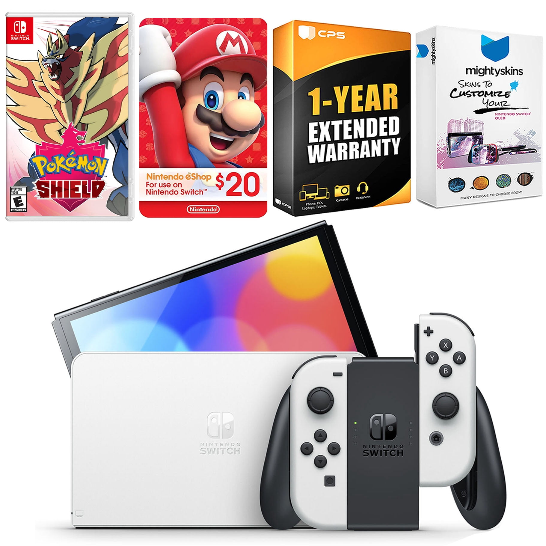 Nintendo Switch White OLED Console with Pokemon Shield, Nintendo $20 ...