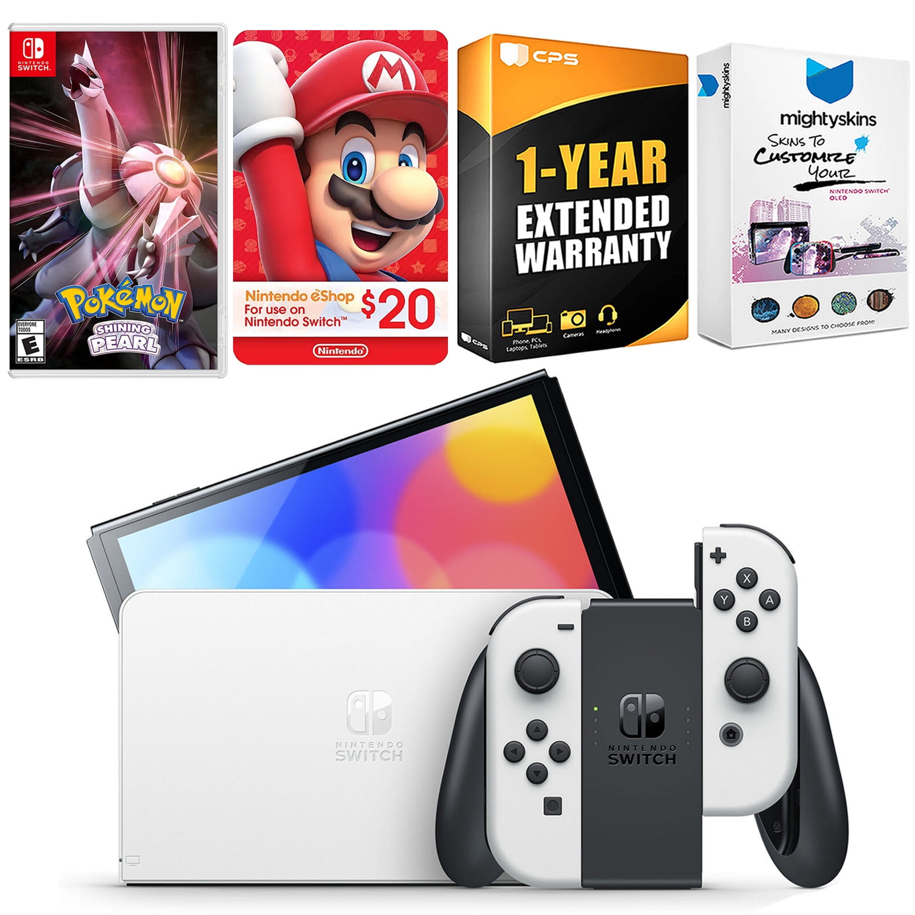 Nintendo Switch White OLED Console with Pokemon Shining Pearl, Nintendo ...