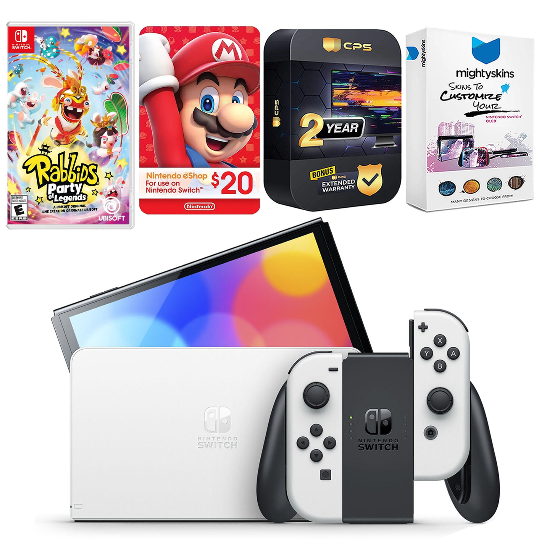 Nintendo Switch White OLED Console with Rabbids: Party of Legends ...