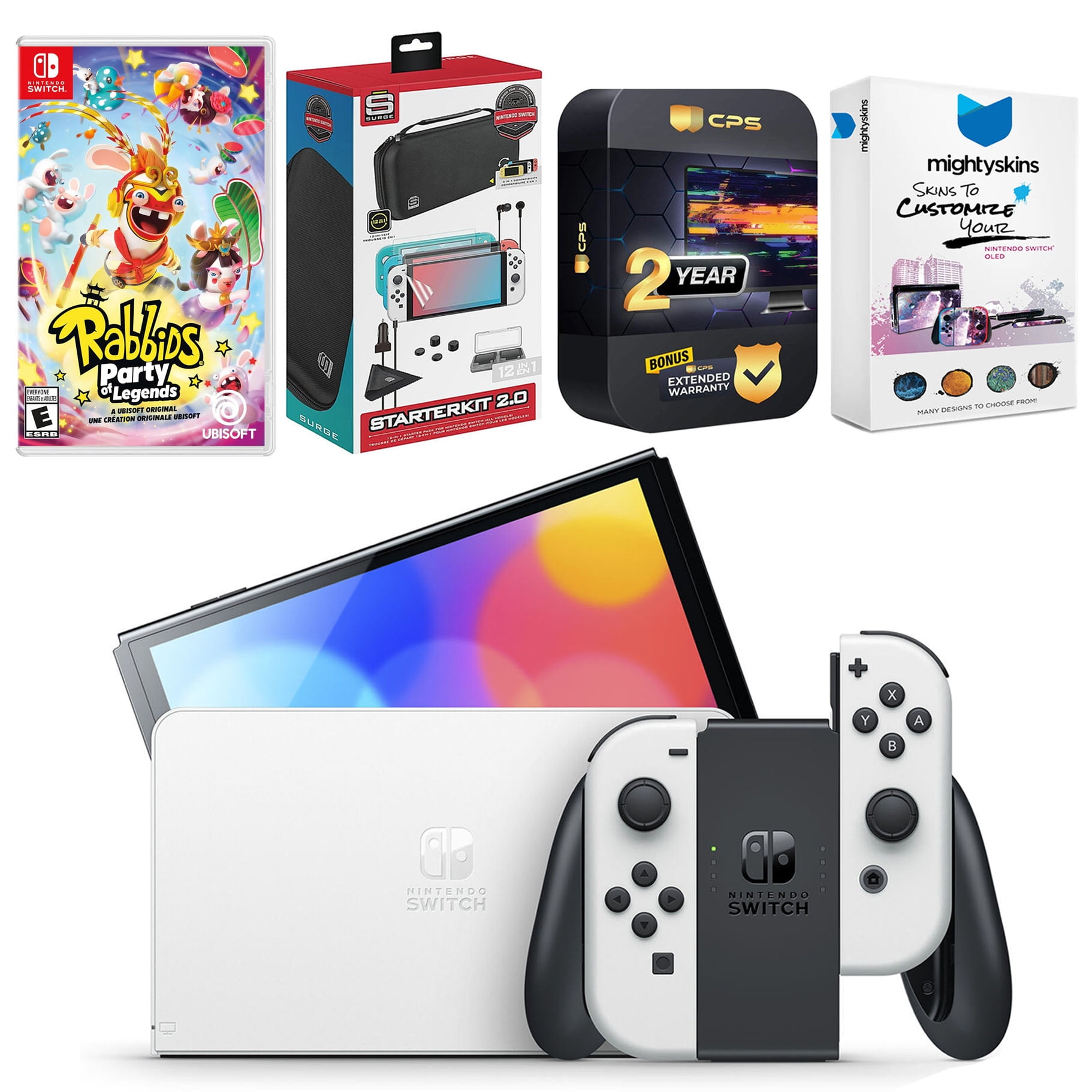 Nintendo Switch White OLED Console with Rabbids: Party of Legends ...