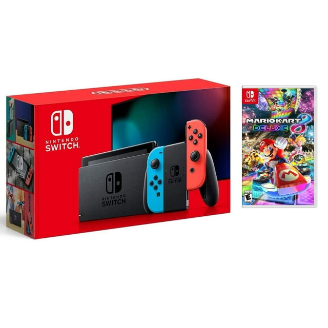 Nintendo Switch w/Neon Blue & Neon Red Joy-Con with Mario Kart 8 Deluxe Game - Walmart.com