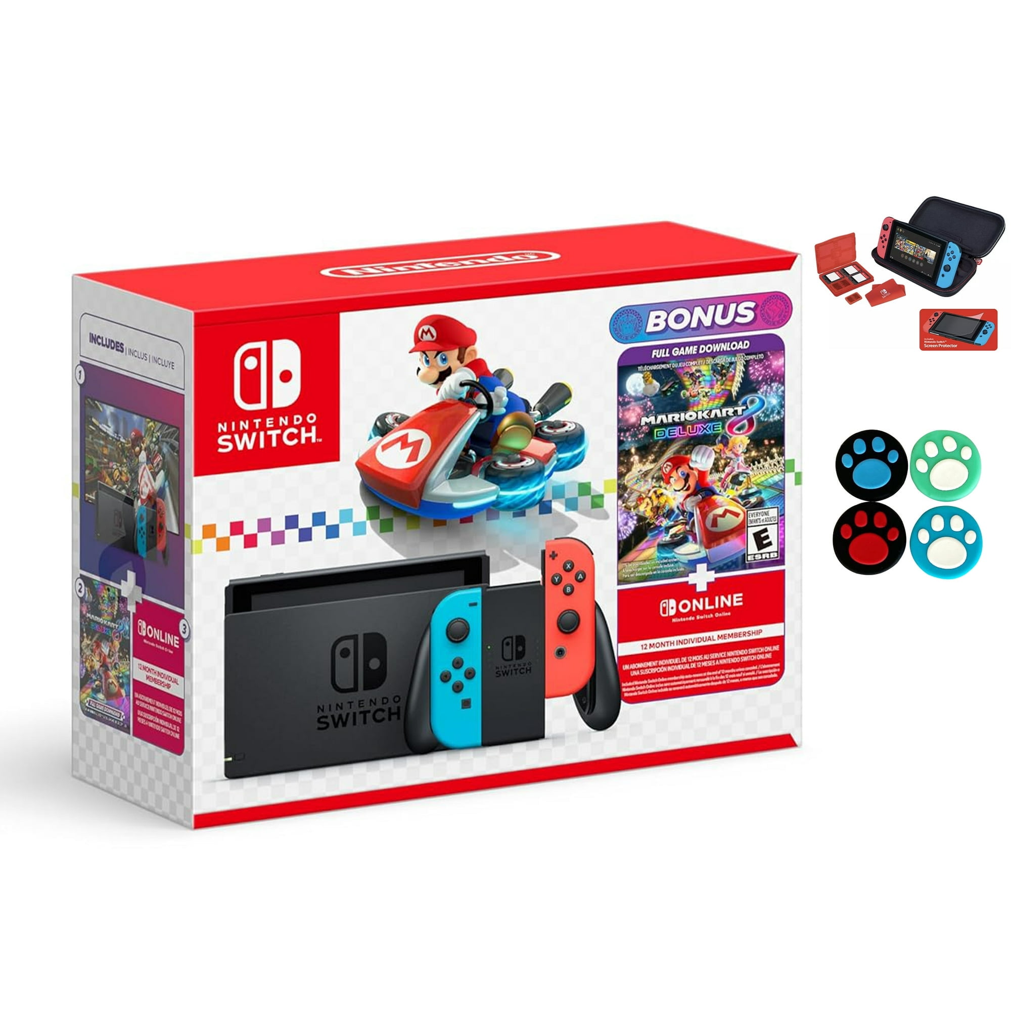 Nintendo Switch with Neon Blue/Red Joy-Con, Mario Kart 8 Deluxe ...