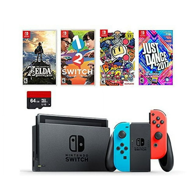 Nintendo Swtich 6 Items Bundle Nintendo Switch 32gb Console Neon Red