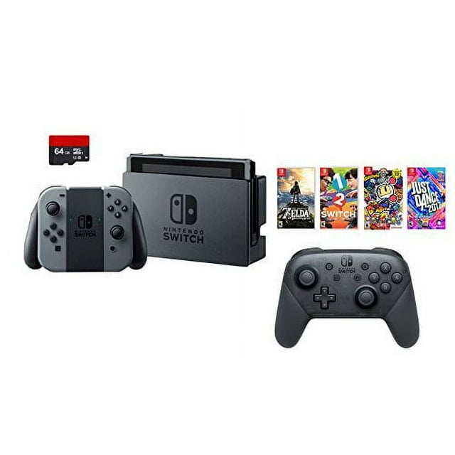 Nintendo Swtich 7 Items Bundle Nintendo Switch 32gb Console Gray Joy