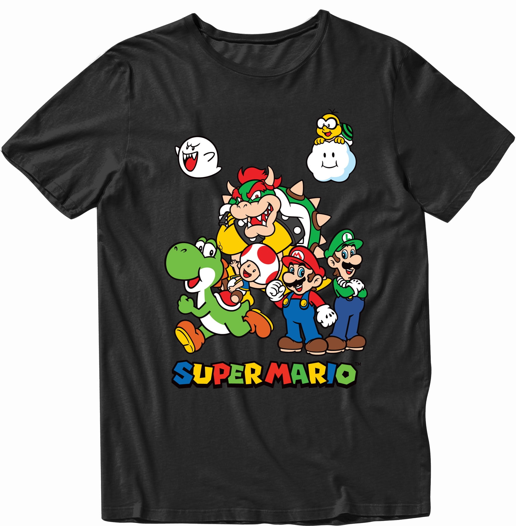 Nintendo Super Mario Graphic Adult T-Shirt, Black, X-Large, Short ...