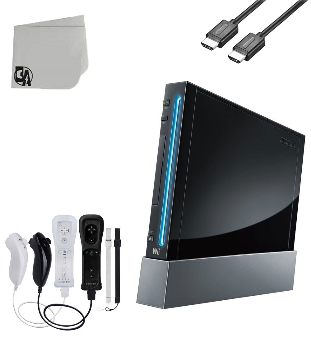 Nintendo Wii Black Gaming Console With 2 Black&White Gaming Controller ...