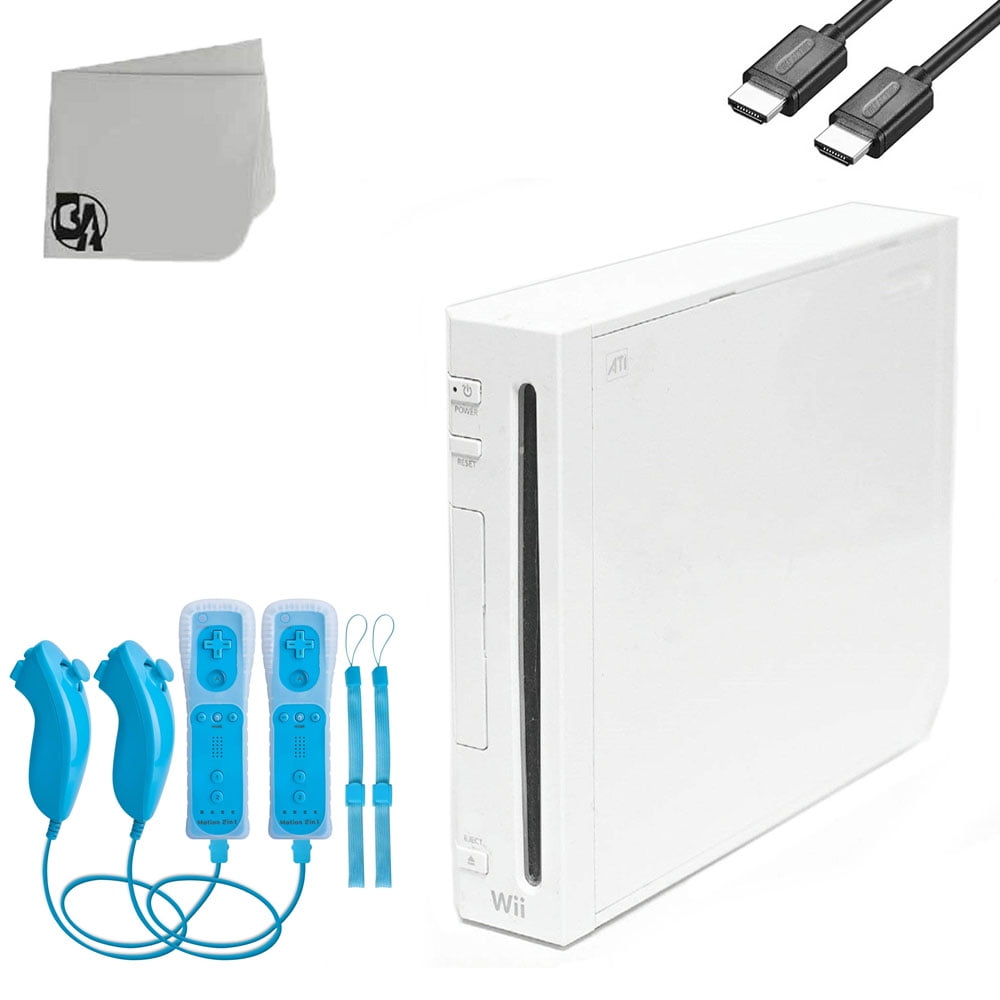 Nintendo Wii White Gaming Console With 2 Waterblue Gaming Controller ...