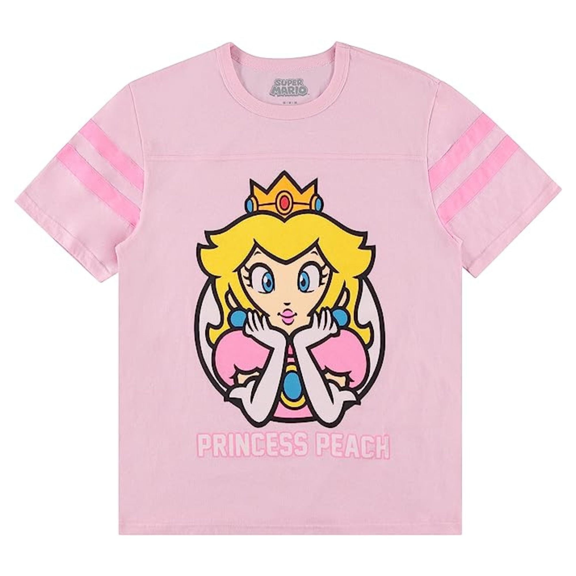 Nintendo Women's Shirt, Varsity Graphic Print Princess Peach T-shirt ...