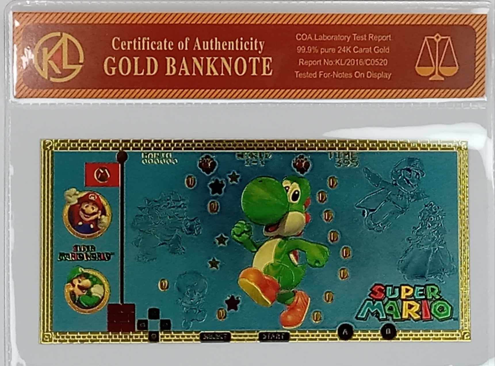 Nintendo's Yoshi Collectible 24k Gold Foil Dollar Banknote - Walmart.com