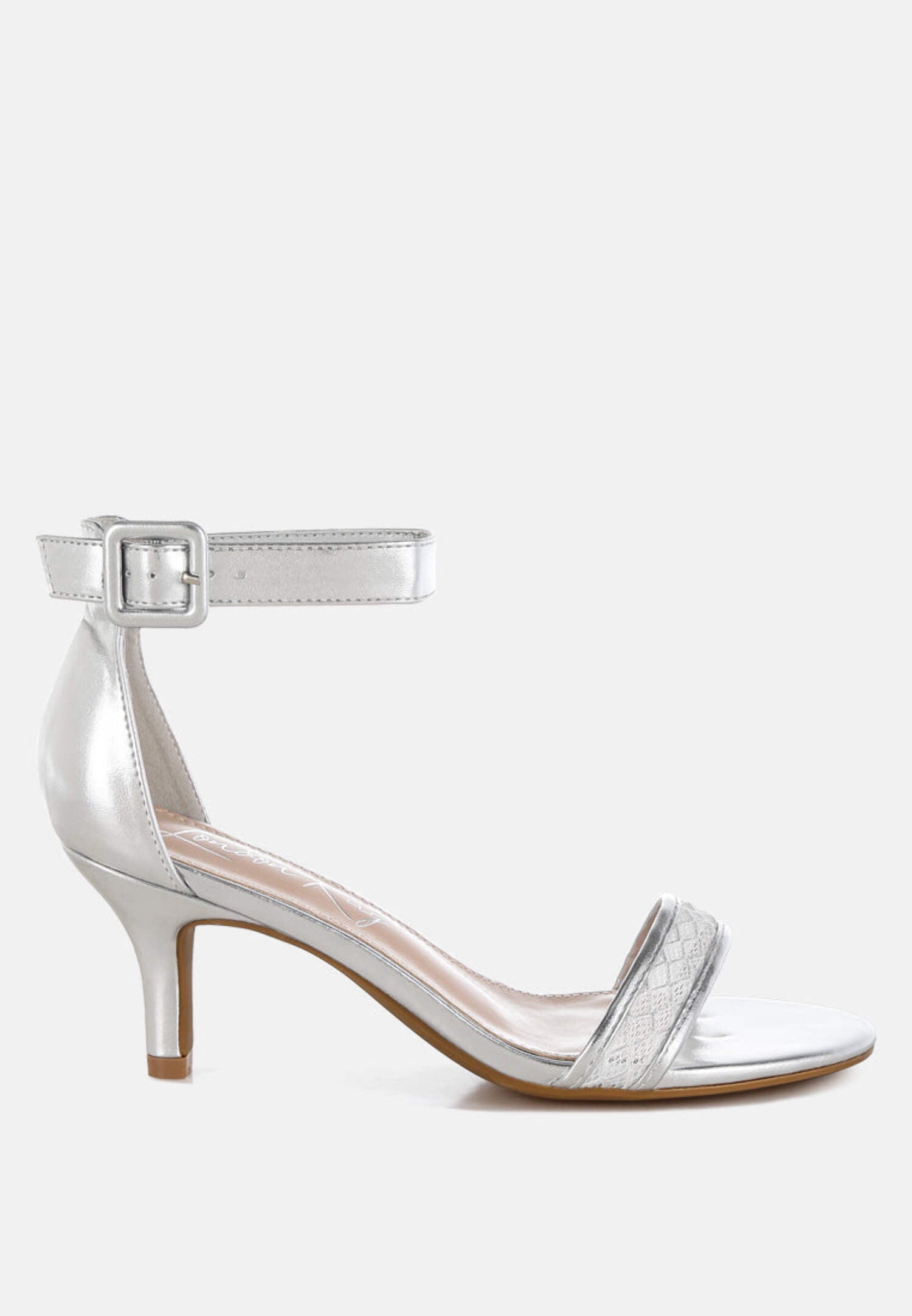 Ninto Metallic Faux Leather Kitten Heel Sandals - Walmart.com