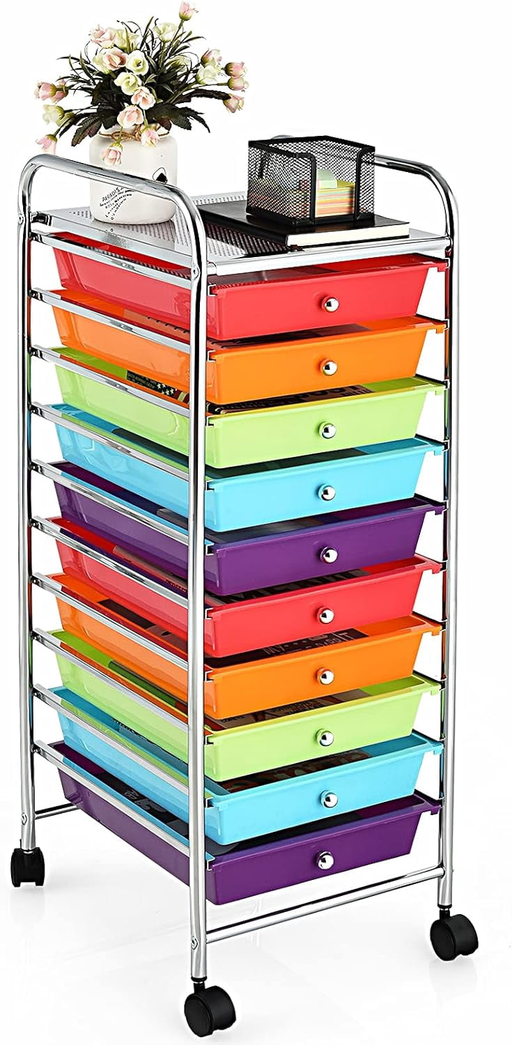 NintyFive 10-Drawer Rolling Storage Drawer Cart, Utility Cart with ...