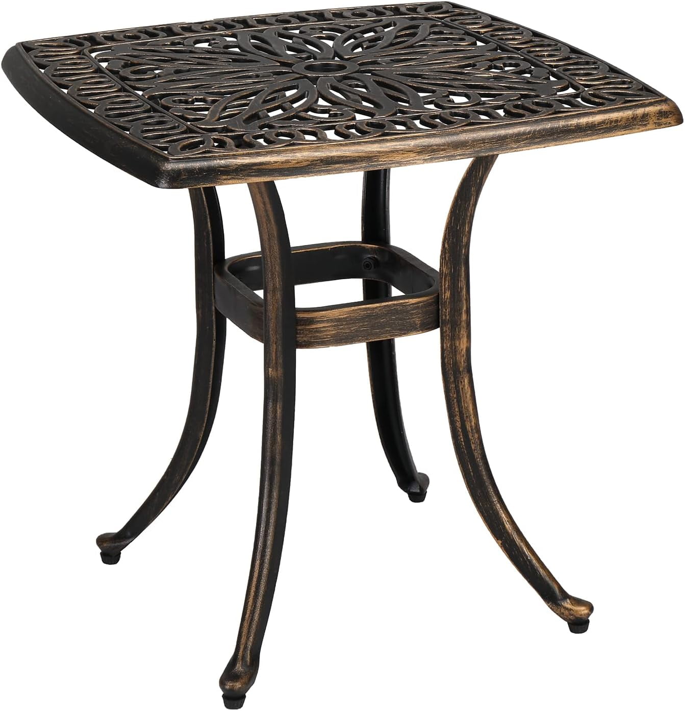 NintyFive 21 Inch Cast Aluminum Outdoor Side Table with Umbrella Hole ...