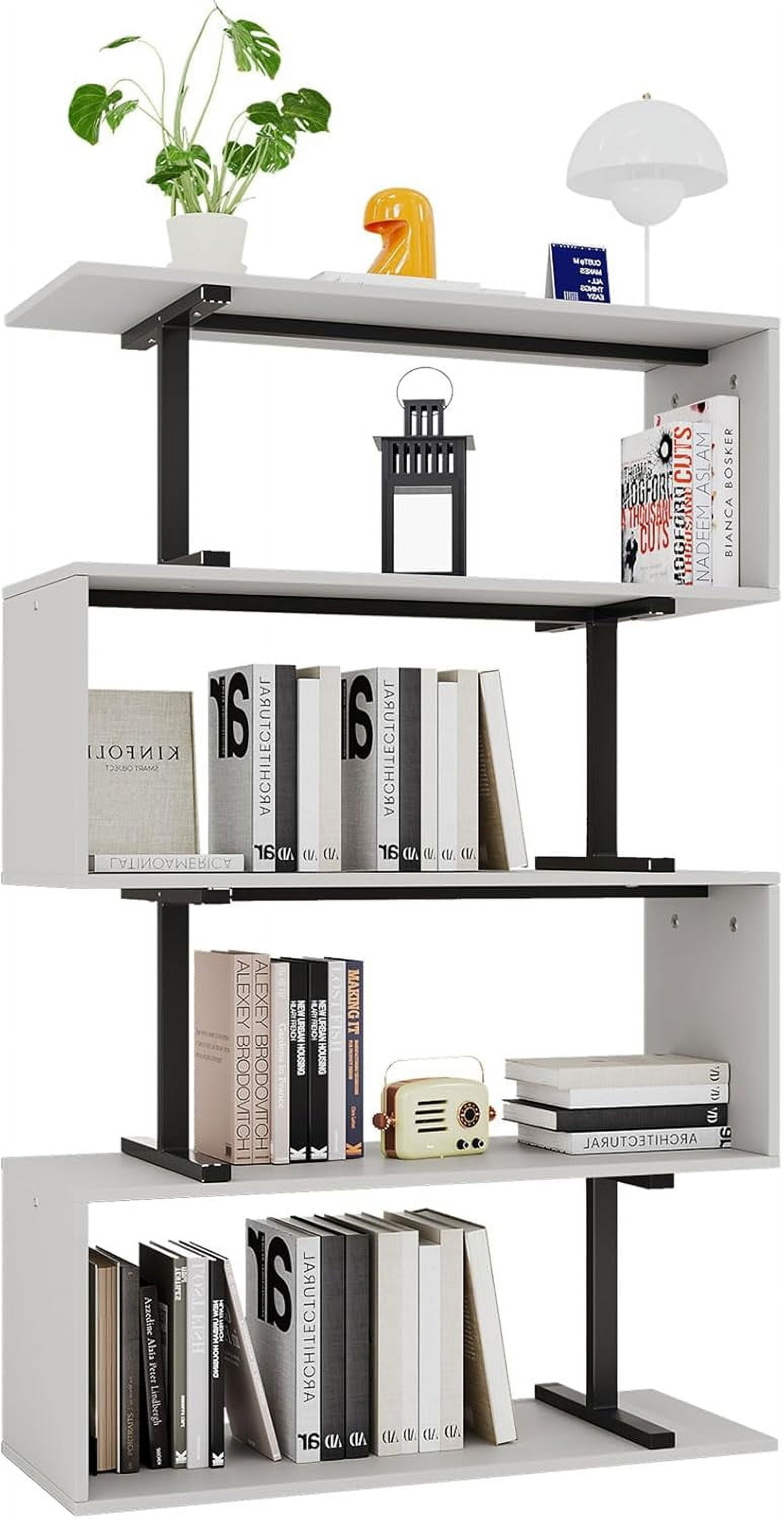 NintyFive 5-Tier Geometric Bookshelf, S Shaped Bookcase, 31.5" W x 58.3 ...