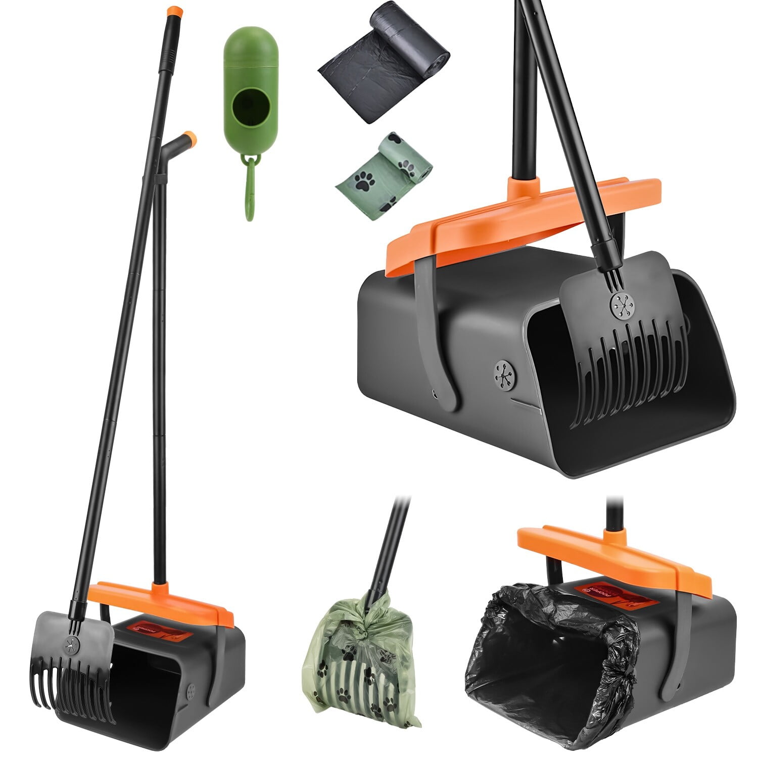 NintyFive Pooper Scooper Swivel Bin Rake Kit with 20 Waste Bags, 46 ...