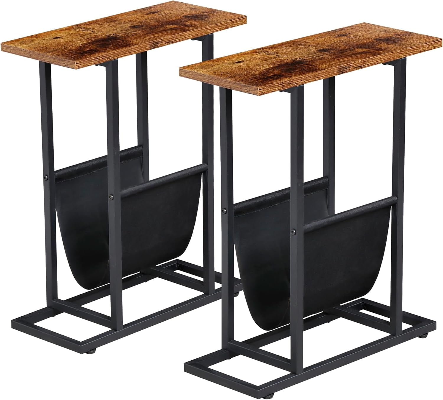 NintyFive Small Narrow Side Table Set of 2 for Small Spaces, Slim End ...