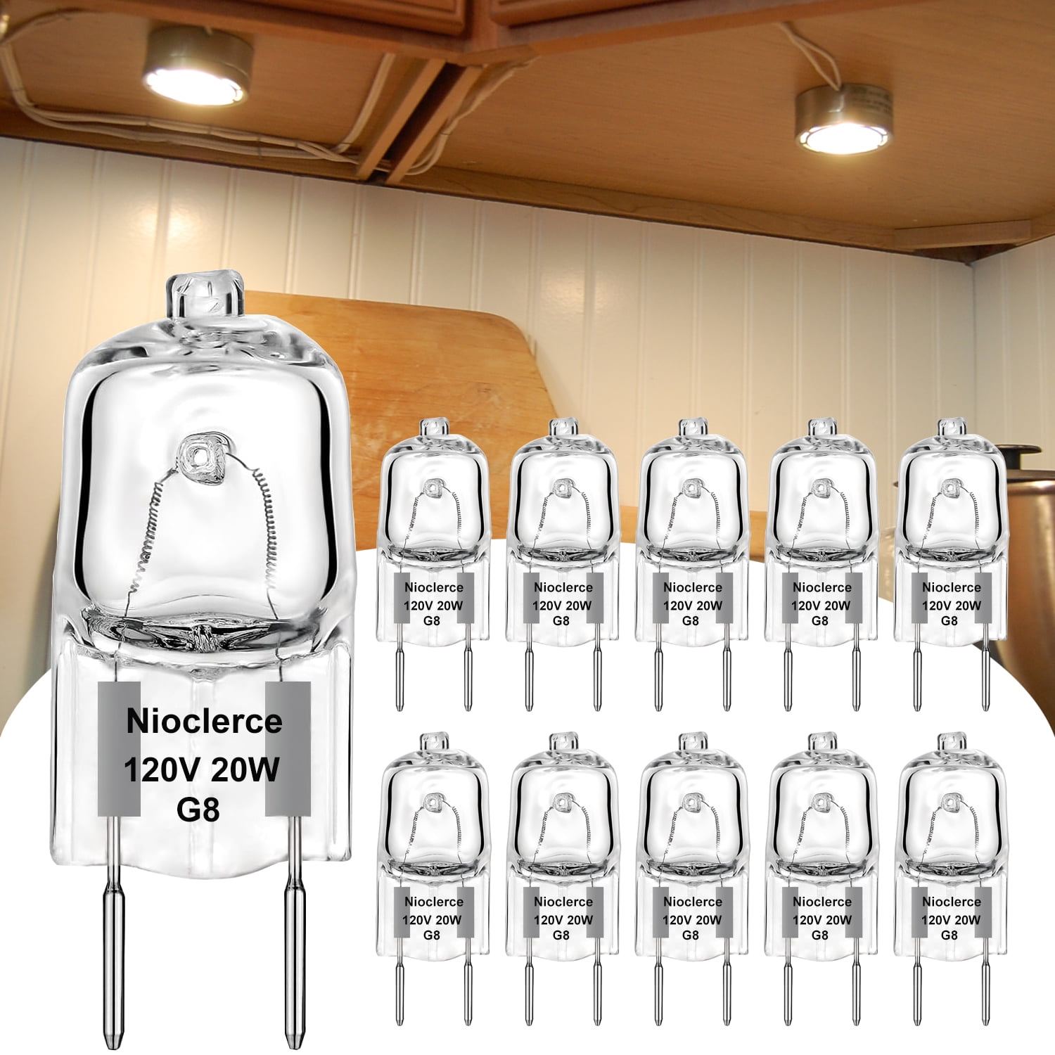 Nioclerce G8 Halogen Bulb 20W 120V - 10 Pack G8 Bulb 2800K Warm White ...