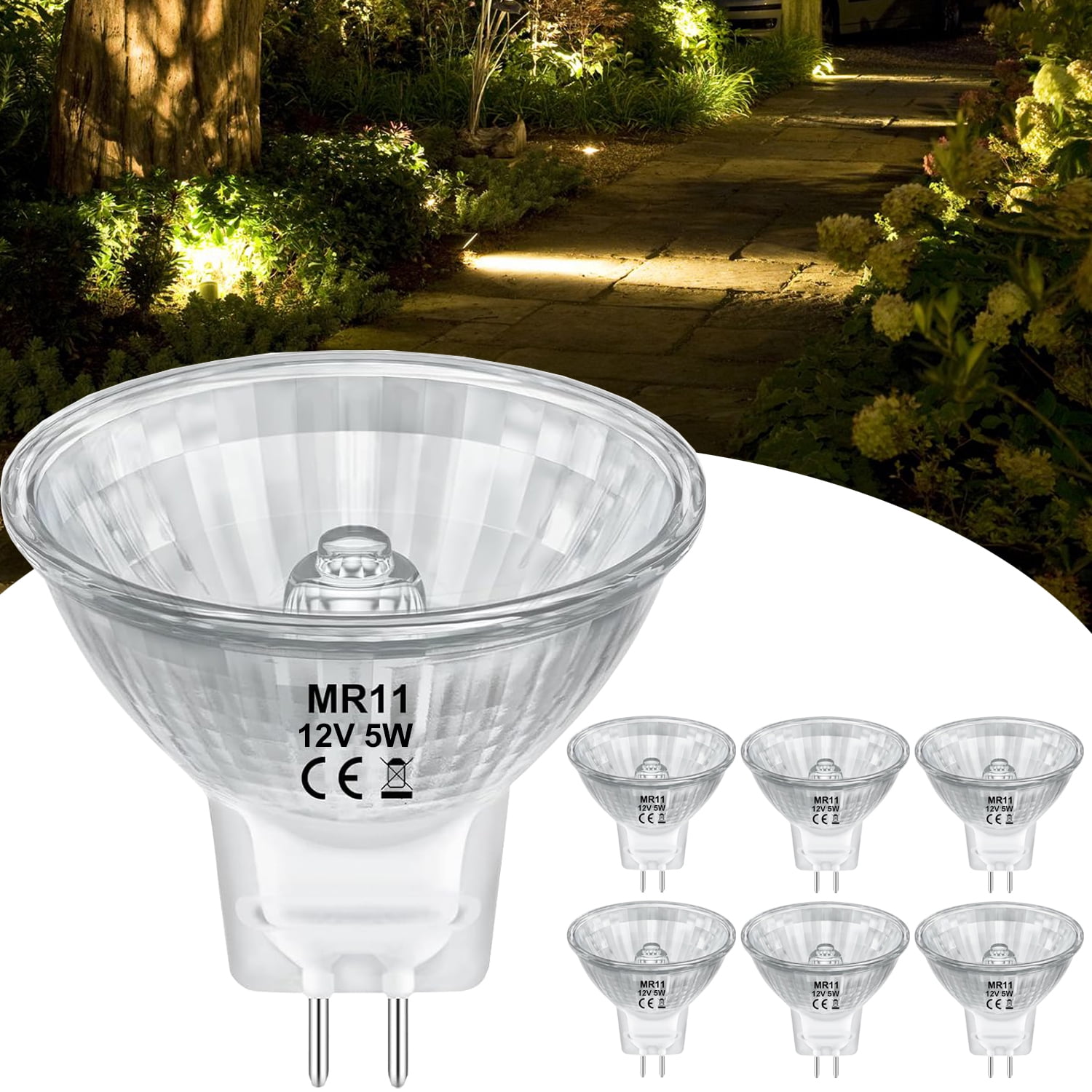 Nioclerce GU4 MR11 5W 12V - 6 Pack MR11 Halogen Bulb with GU4 Base, Dimmable MR11 Bulb 2800k ...