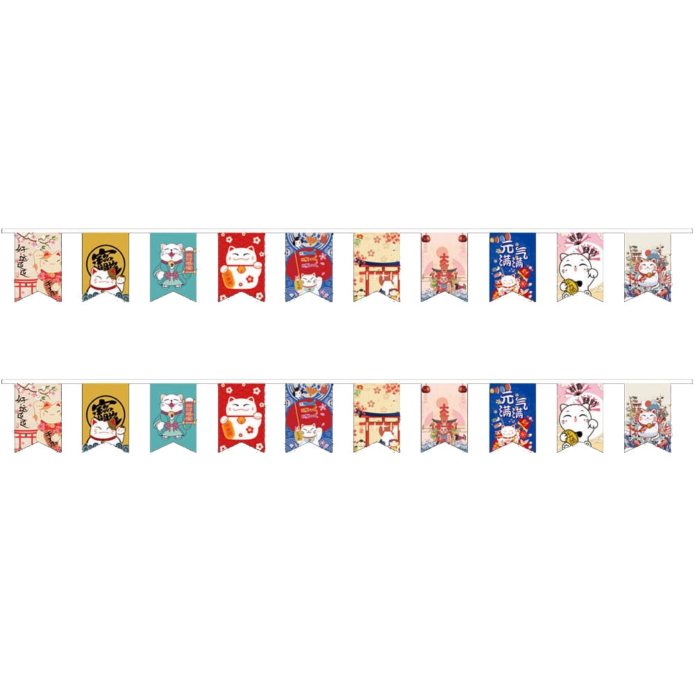 Niovtt Japanese Style Lucky Cat Hanging String Flag Banner Izakaya ...