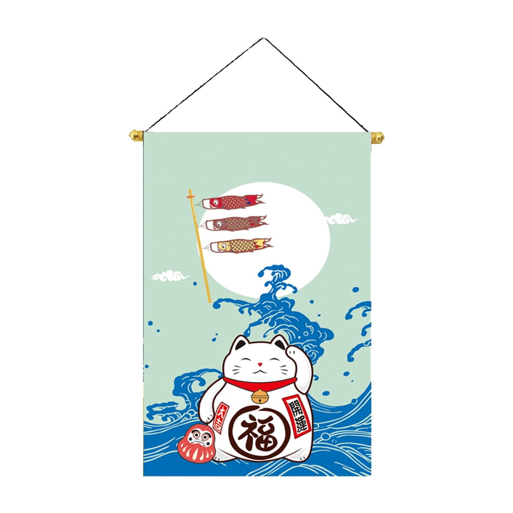 Niovtt Japanese Sushi Shop Flag Restaurant Lucky Cat Hanging String ...