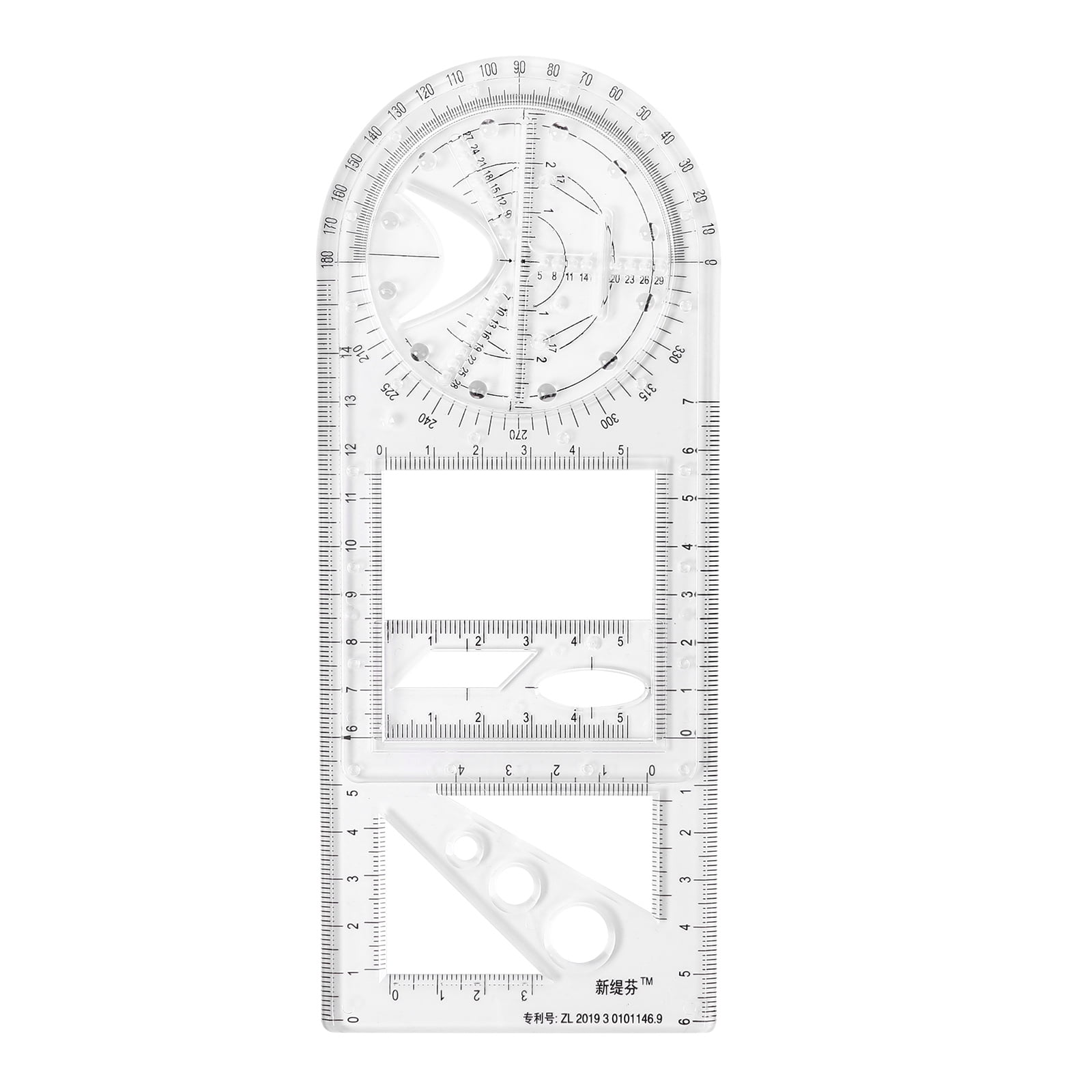 Niovtt Multifunctional Geometric Ruler Drawing Template Measuring ...