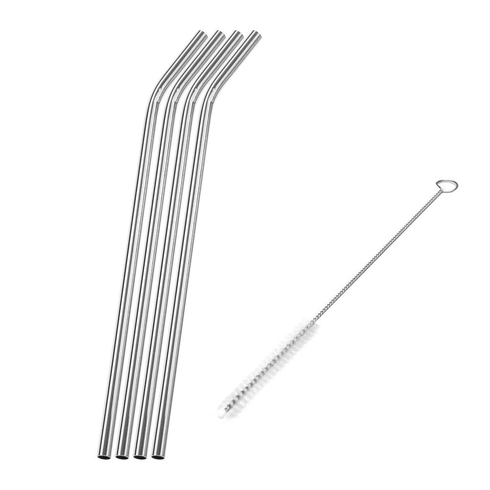 Niovtt Reusable Drinking Straws Cleaner Brush Set Stainless Steel Metal ...