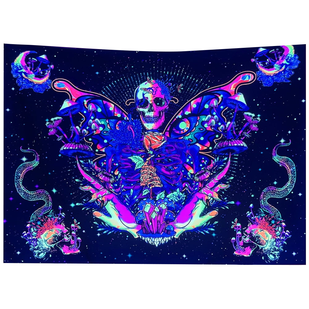 Niovtt UV Reactive Trippy Wall Poster 51in X 59in Skeleton Wall ...