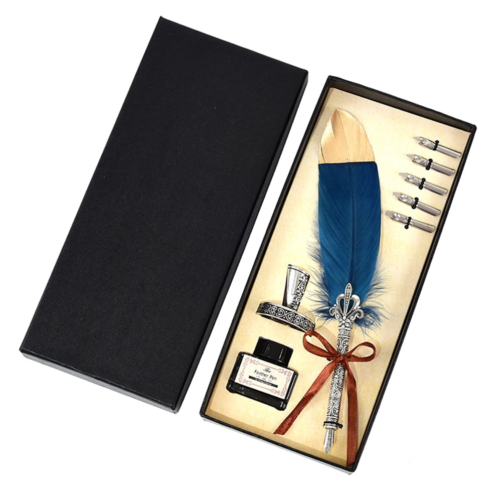 Niovtt Vintage Calligraphy Feather Dip Pen Writing Ink Fountain Pen ...