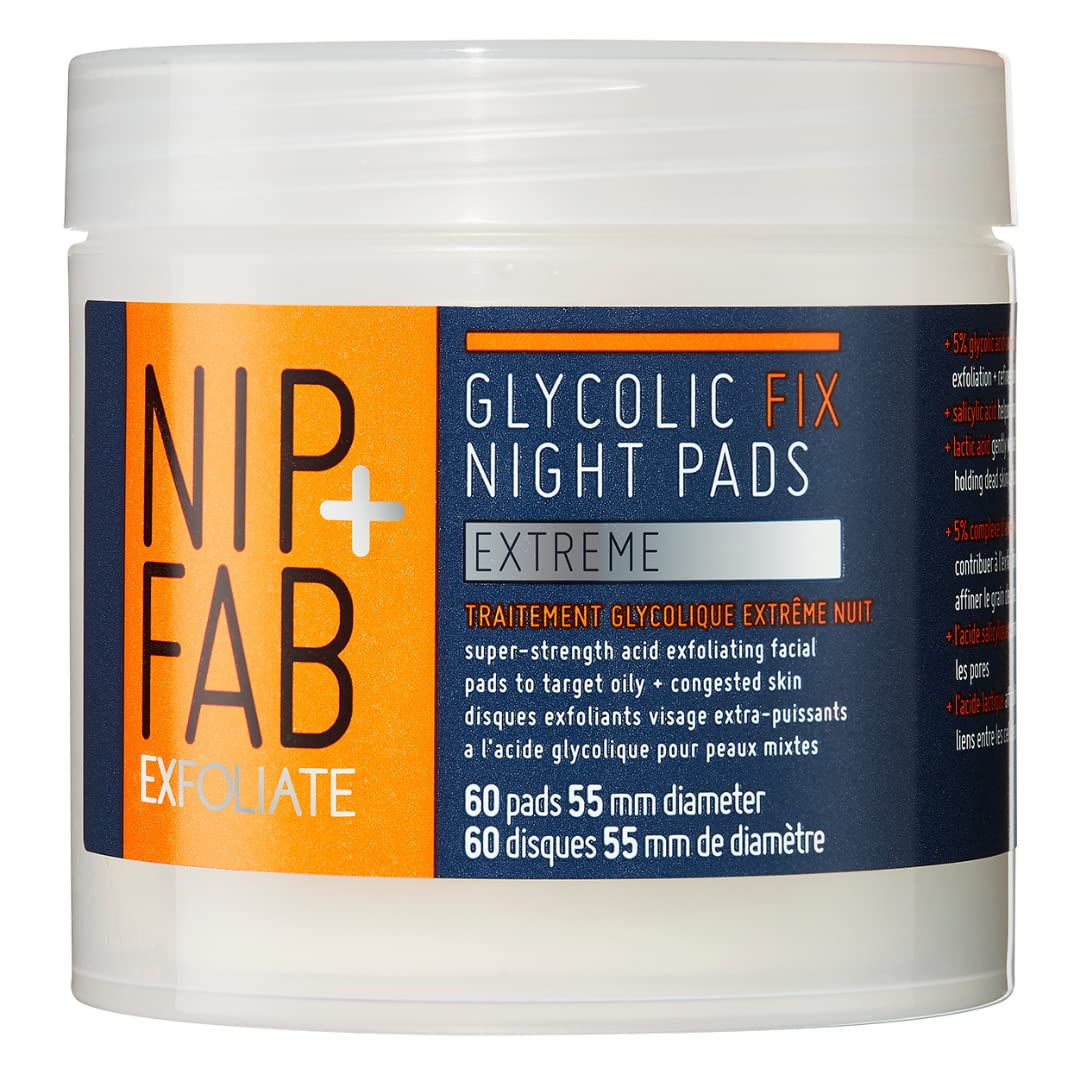 Nip + Fab Glycolic Acid Night Face Pads with Salicylic and Hyaluronic ...