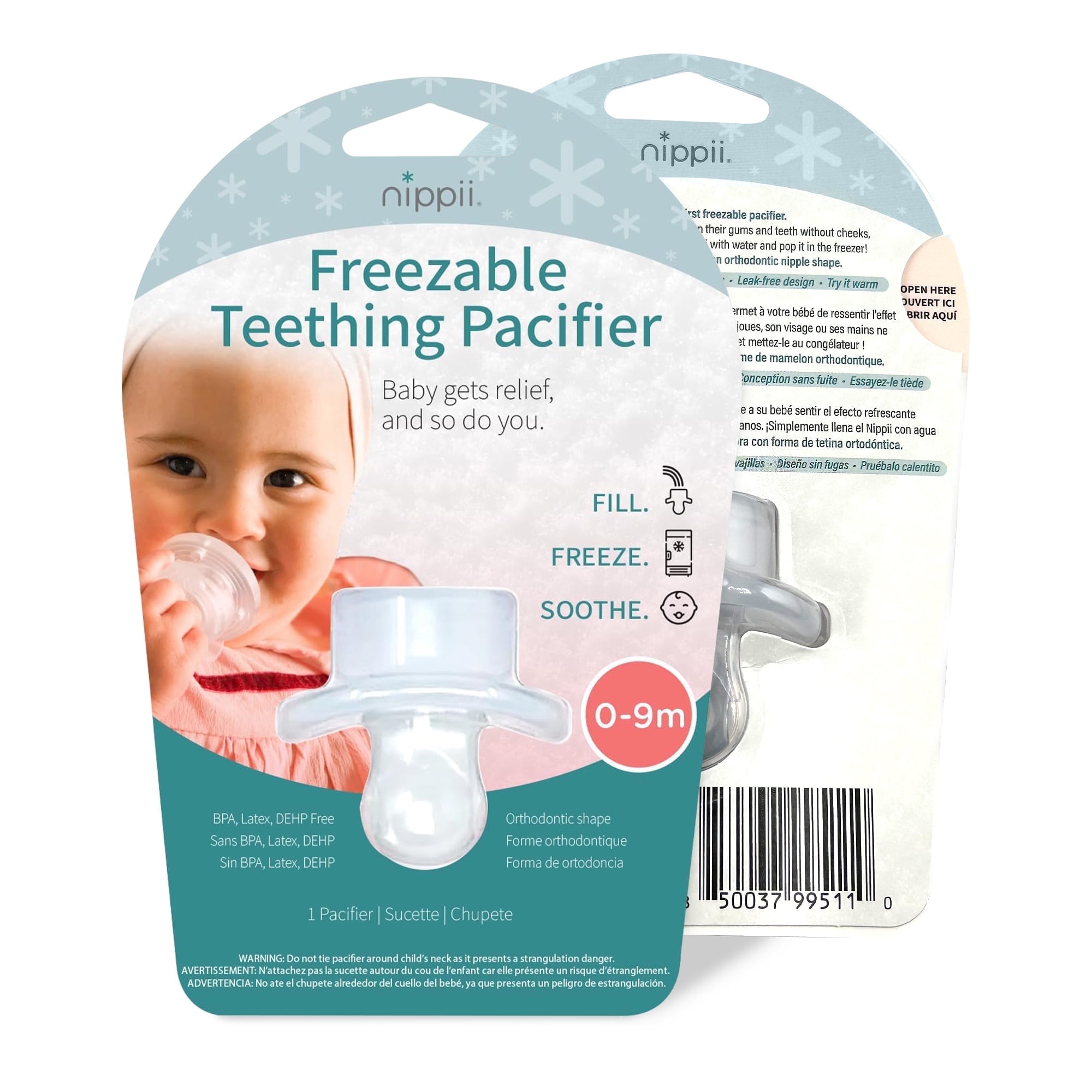 Nippii Infant Freezer Pacifier - Orthodontic, BPA Free, Leak Proof ...