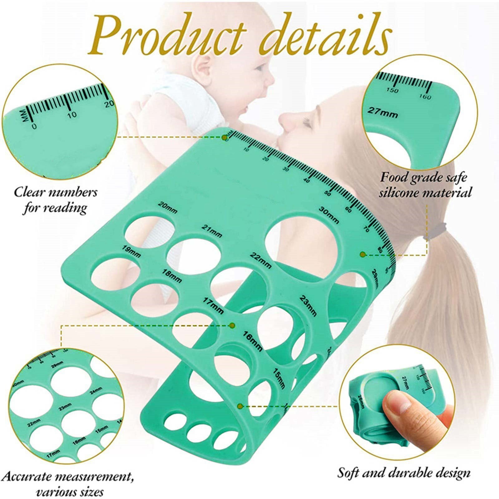 Nipple Ruler Nipple Measuring Ruler for Flange Size Silicone & Soft ...