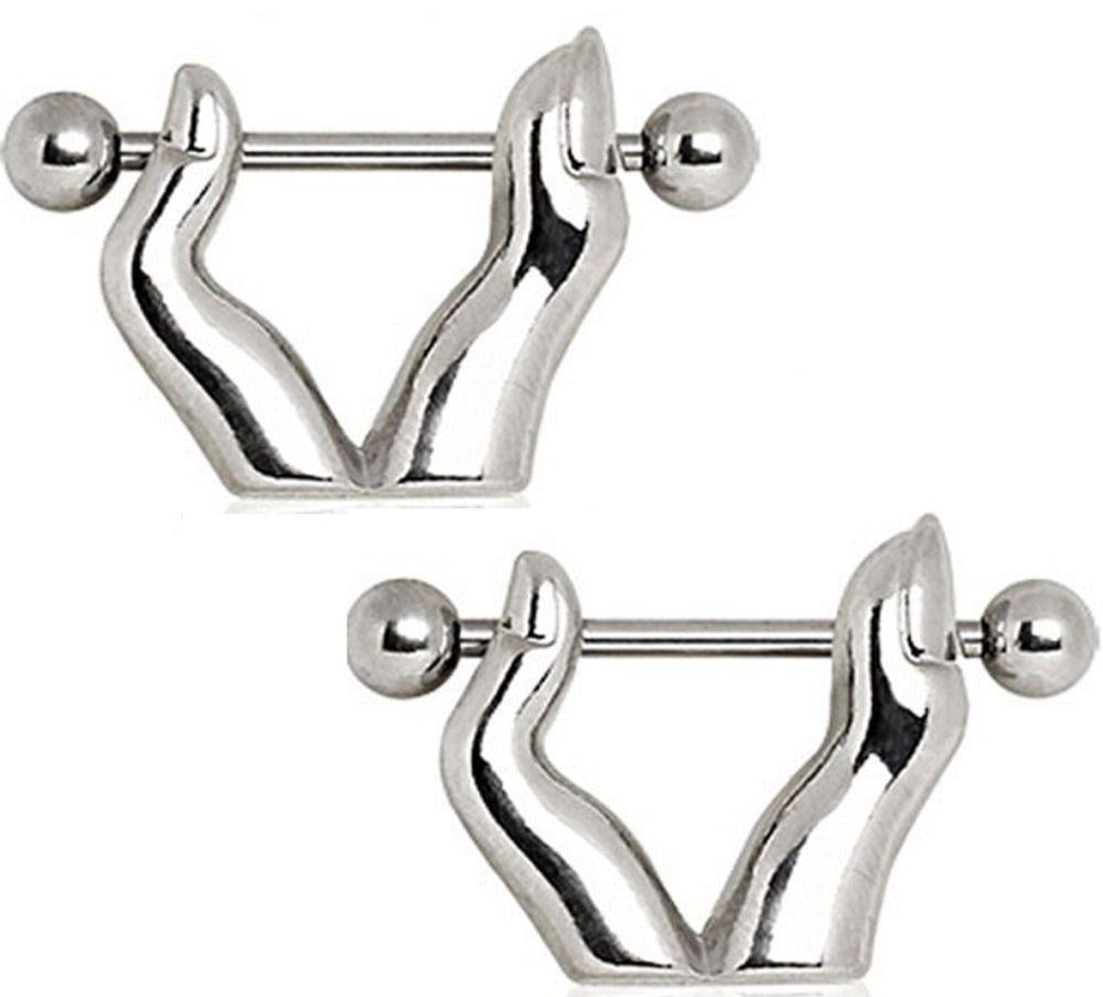 Nipple Shield Rings barbell barbells sold as a pair 14 gauge Pinching ...