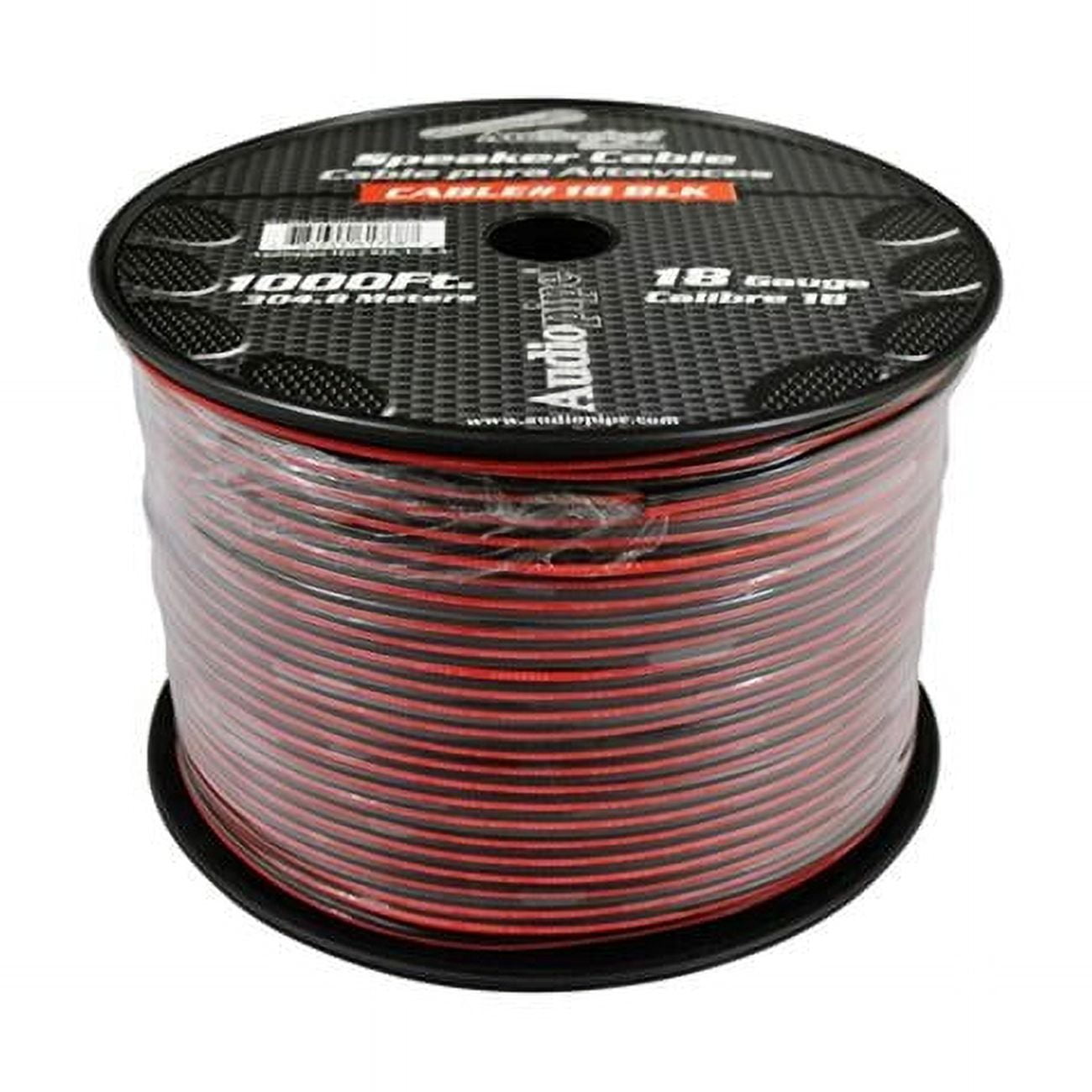 Nippon CABLE18BLACK 1000 ft. 18 Gauge Speaker Cable, Red & Black ...