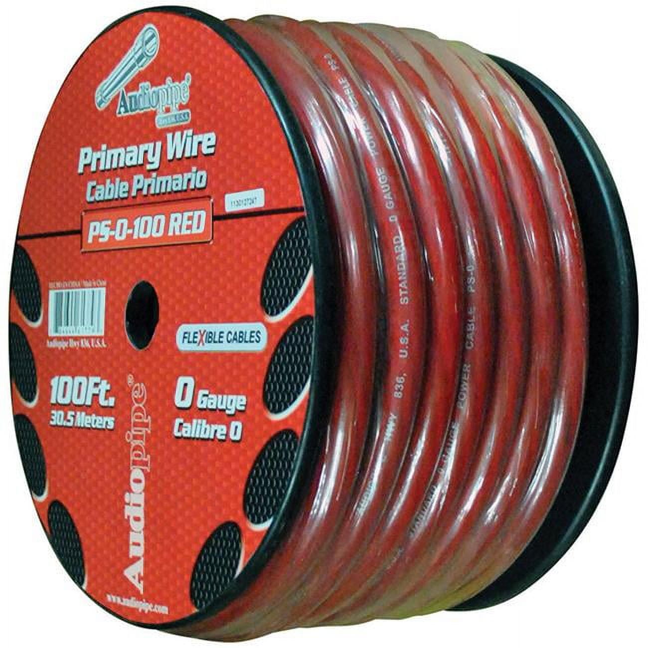 Audiopipe Power Cable 0-Gauge 100 Foot Spool - Red - Walmart.com