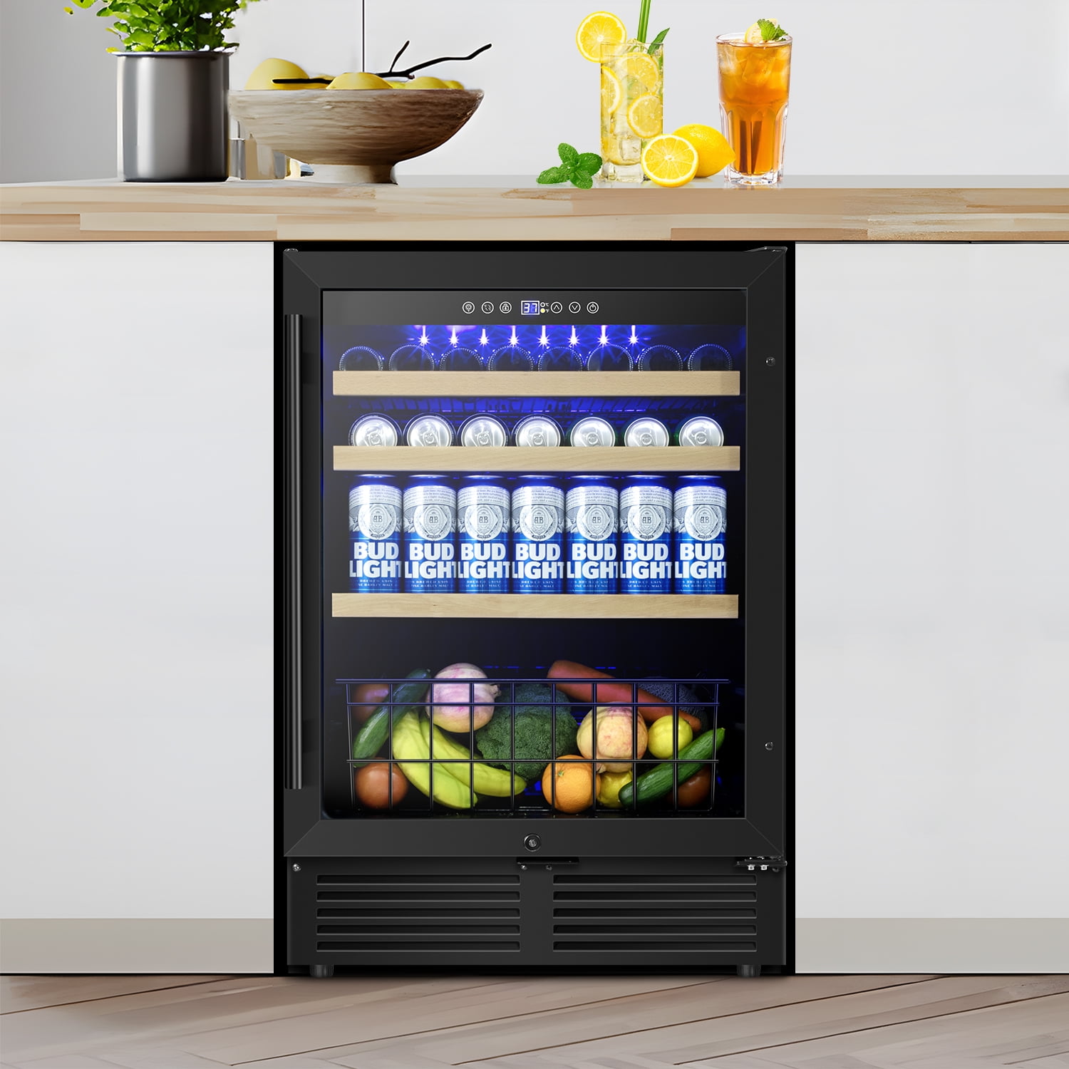 TITTLA 24 Inch Beverage Refrigerator Cooler,180 Cans,Built in,37°-65°F ...