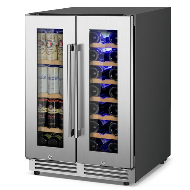 Nipus 24-inch Wine & Beverage Cooler, 20-Bottle & 57-Can, Stainless ...