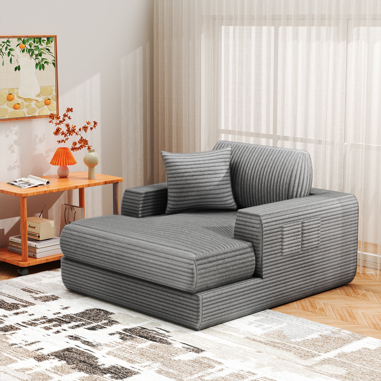 Nipus 68''x57''Oversized Chaise Lounge Corduroy Chair Indoor No ...