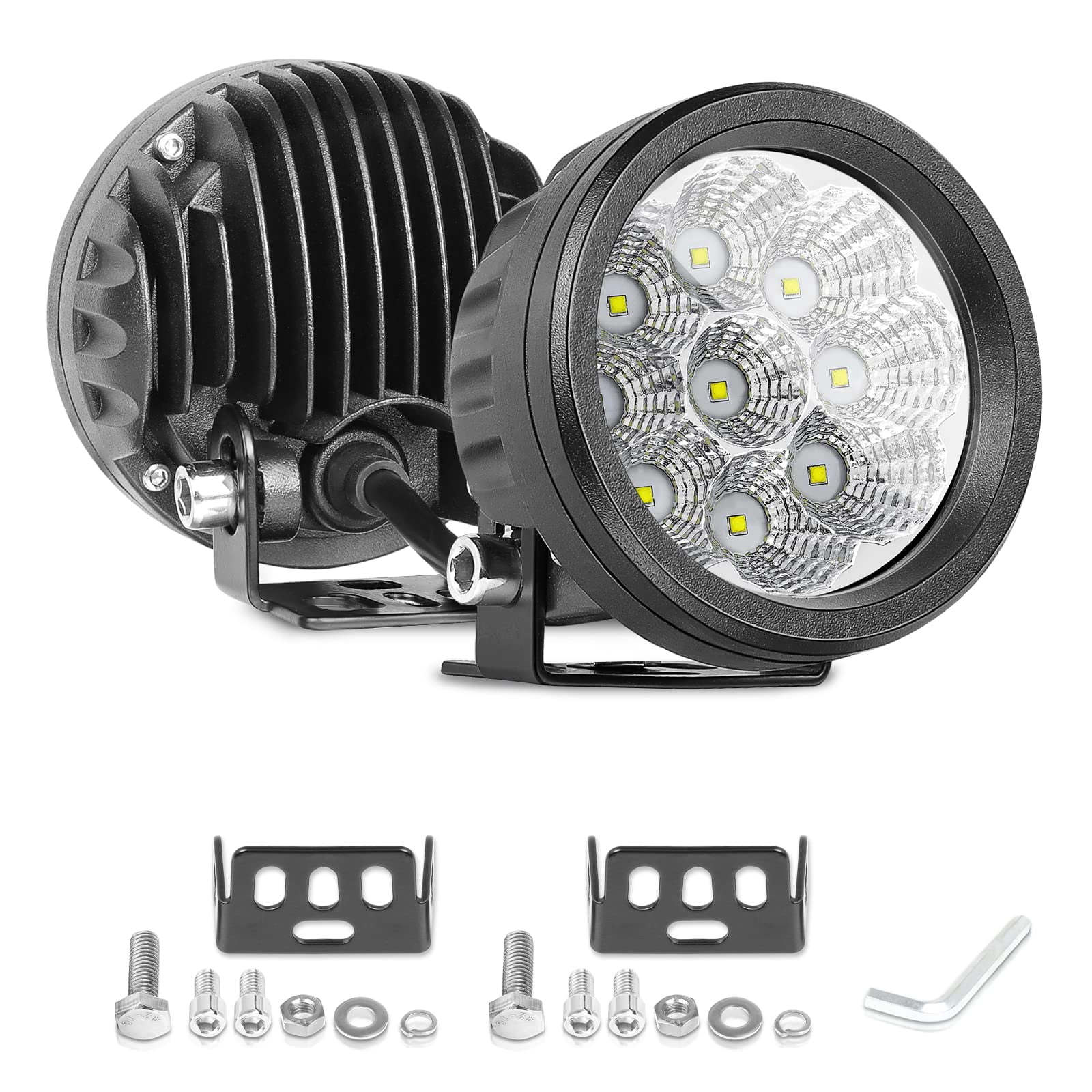 Nirider LED Pods Round, IFF17 2PCS 72W 3.5 Inch Light Pods Flood Beam ...