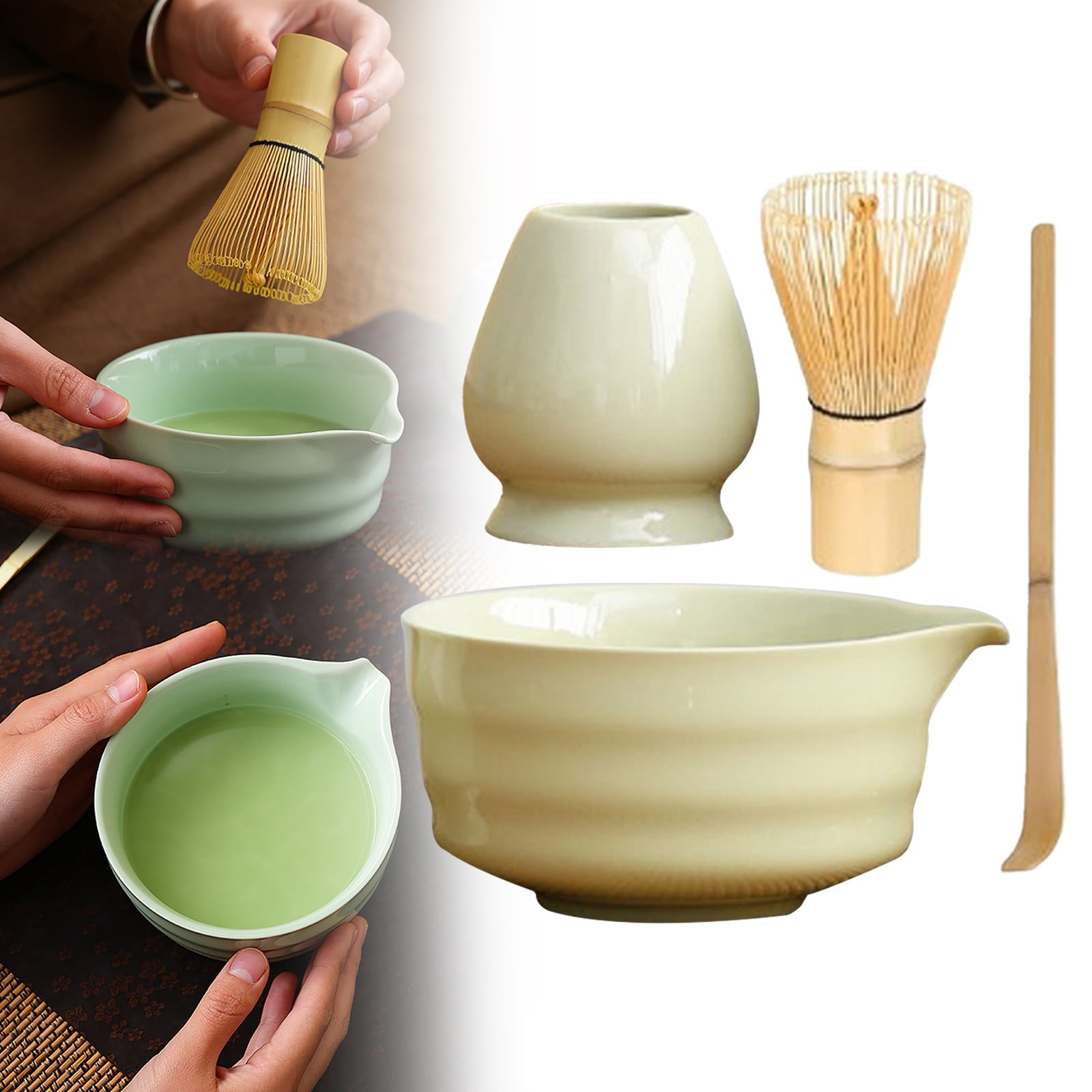 Niriyo 5-Piece Matcha Whisk Set Chasen Kit with Ceramic Bowl ...