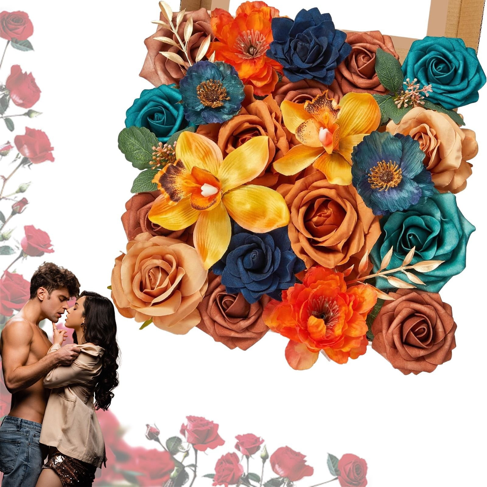 Niriyo Caramel Artificial Flowers with Stems – Wedding Decorations ...