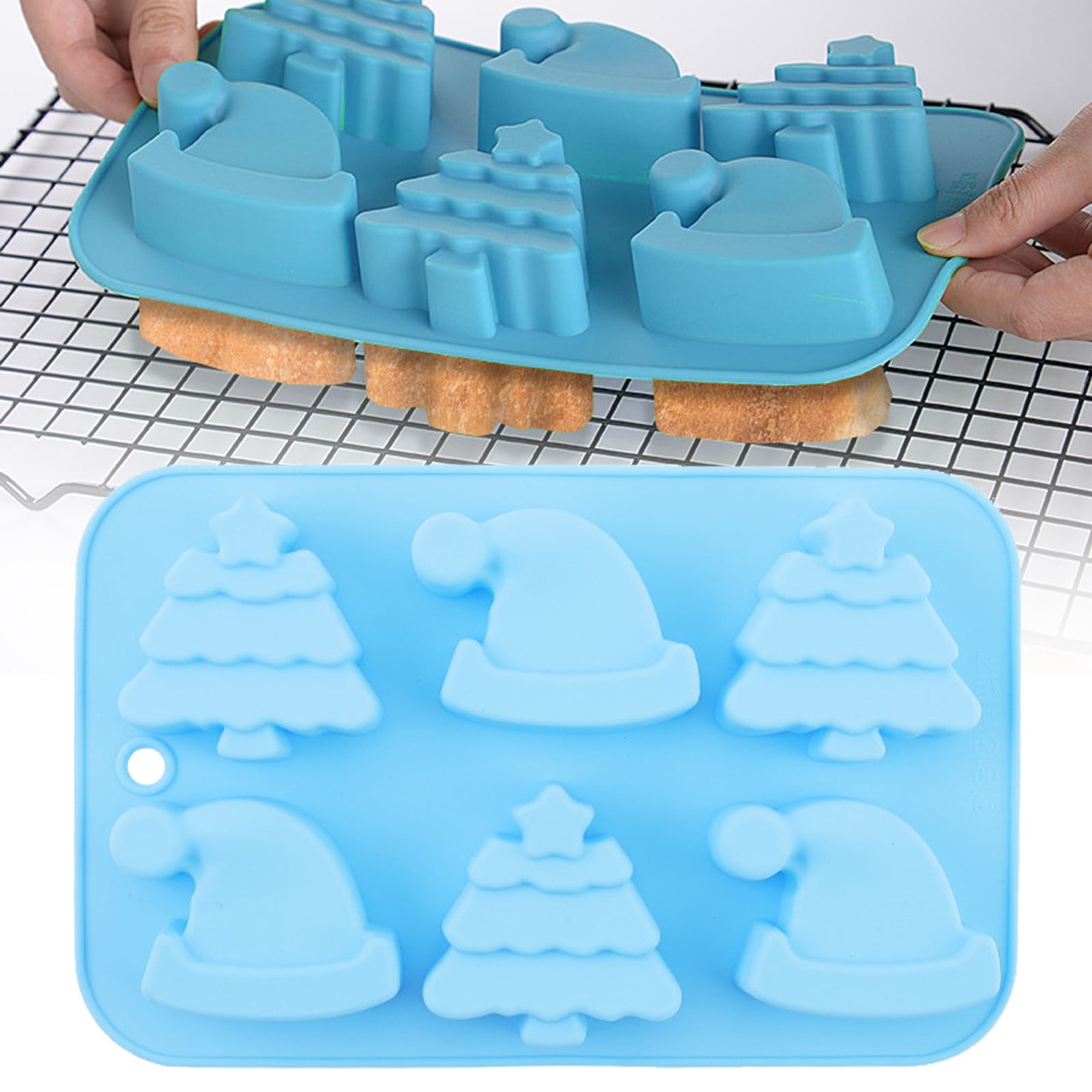 Niriyo Christmas Tree Cake Mold, 6-Cavity Hat Silicone Pan Collection ...