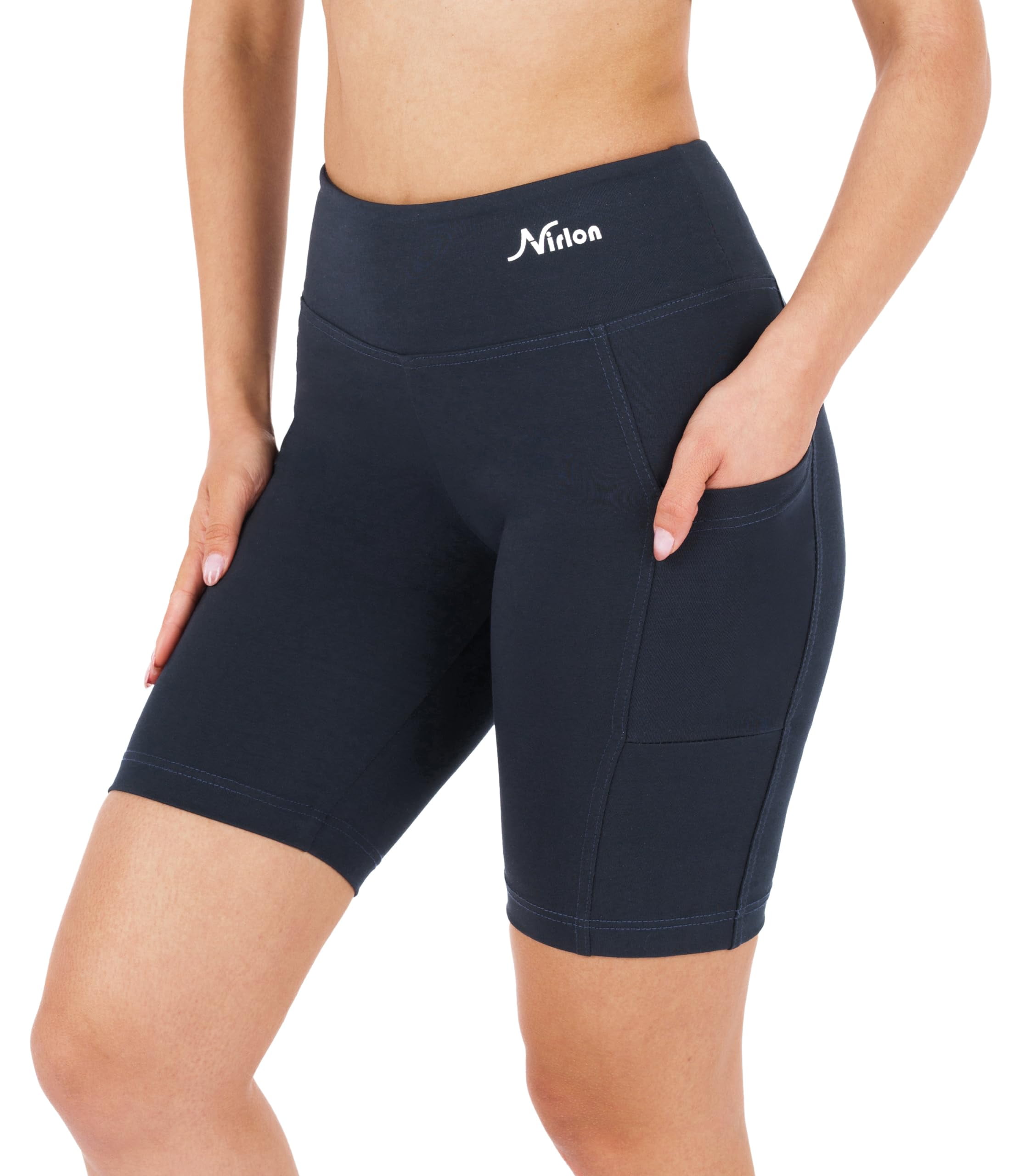 Nirlon High Waisted Yoga Cotton Biker Shorts For Women - Workout Shorts ...