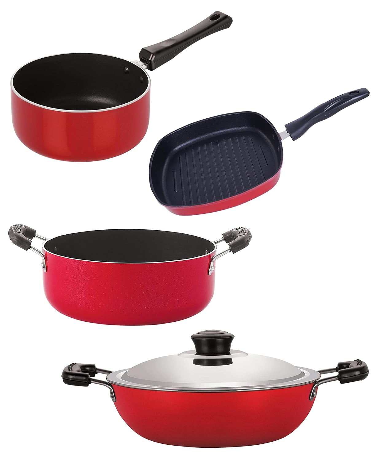 Nirlon Gas Compatible NonStick Non Induction Aluminium Cookware Set of ...