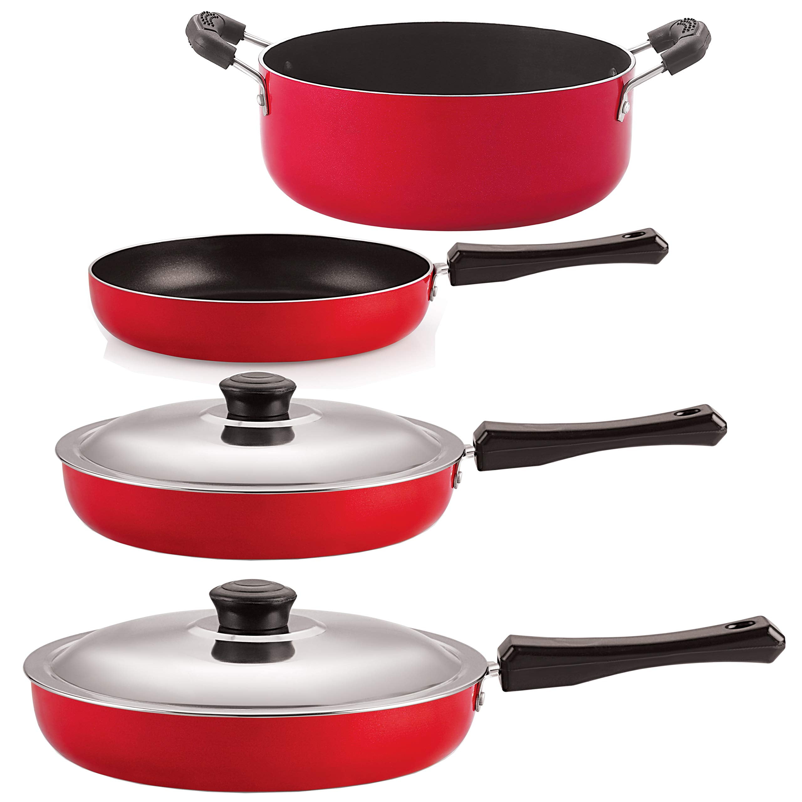 Nirlon Kitchenware Nonstick 3 Layer Coated Aluminium 4 Piece Healthy ...