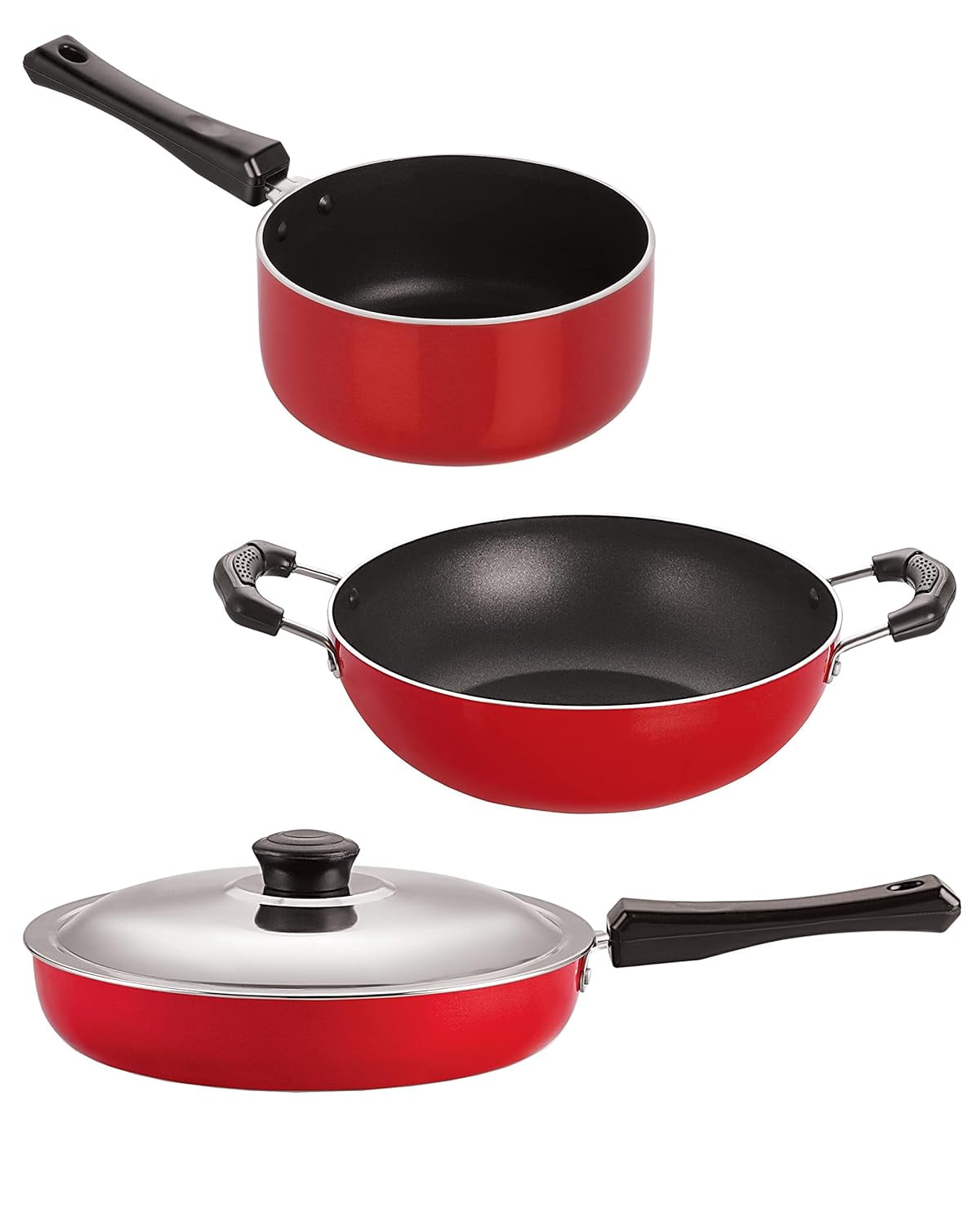 Nirlon Non Stick 3 Piece Combo Set Aluminium Red Black - Walmart.com