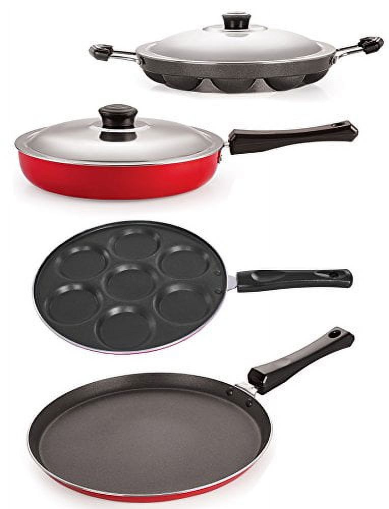 Nirlon Non-Stick Cookware Combo Set (Flat Tawa, Fry Pan, Appam Patram ...