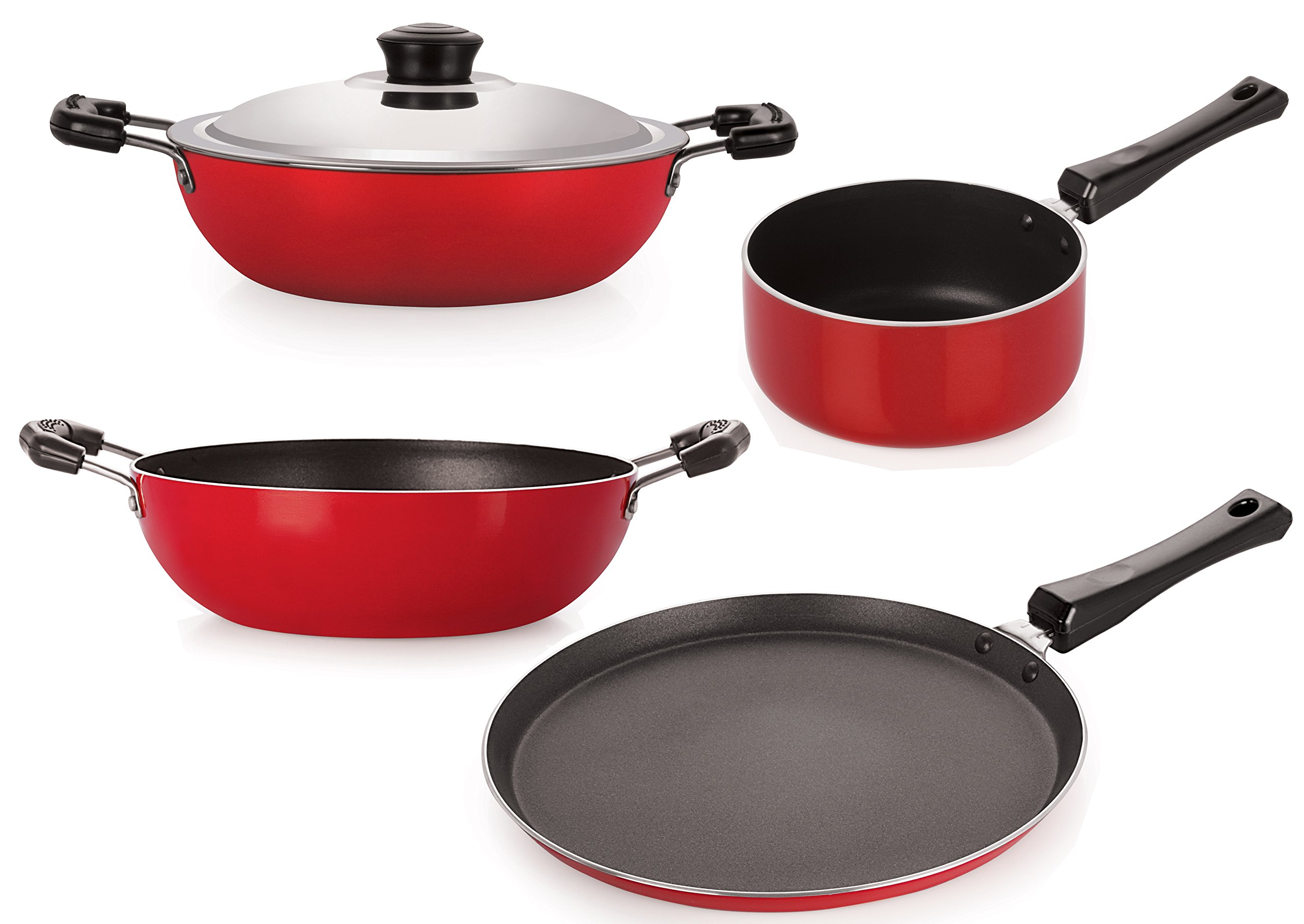 Nirlon Non-Stick Gas Compatible Pots And Pans Heavy Gauge Aluminium ...