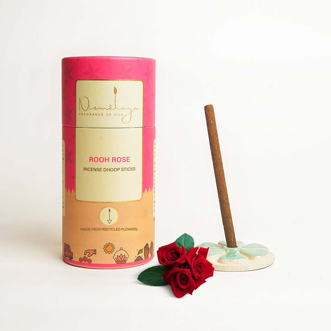 Nirmalaya 100% Natural Rooh Rose Dhoop Sticks for Pooja 40 Sticks ...